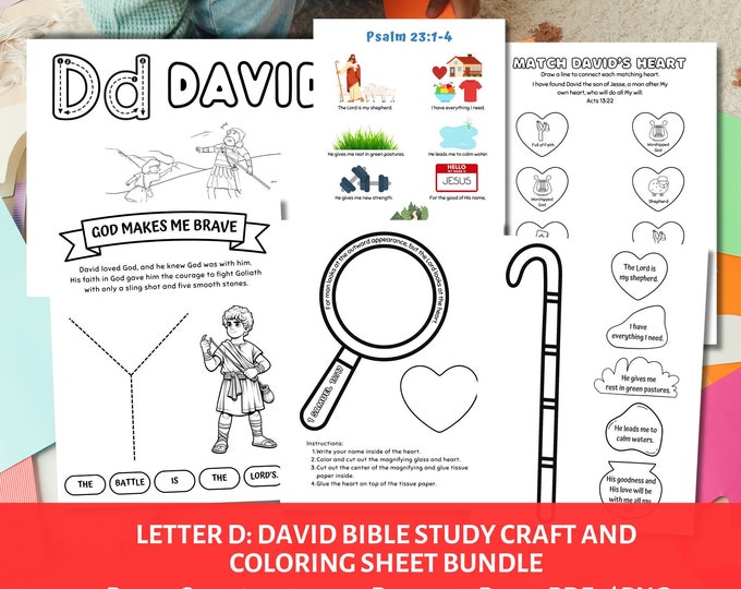 Letter D David Bible Craft for Kids | David & Goliath Kids Bible Lesson ...
