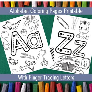 Alphabet Coloring Worksheets With Tracing Letters | Printable Digital ...