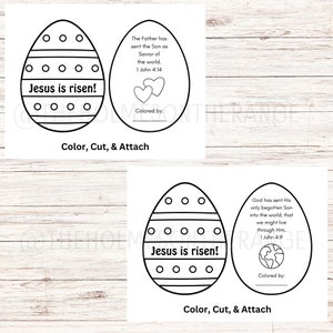 Easter Egg Bible Verse Coloring Bundle | Kids Easter Printable Crafts ...