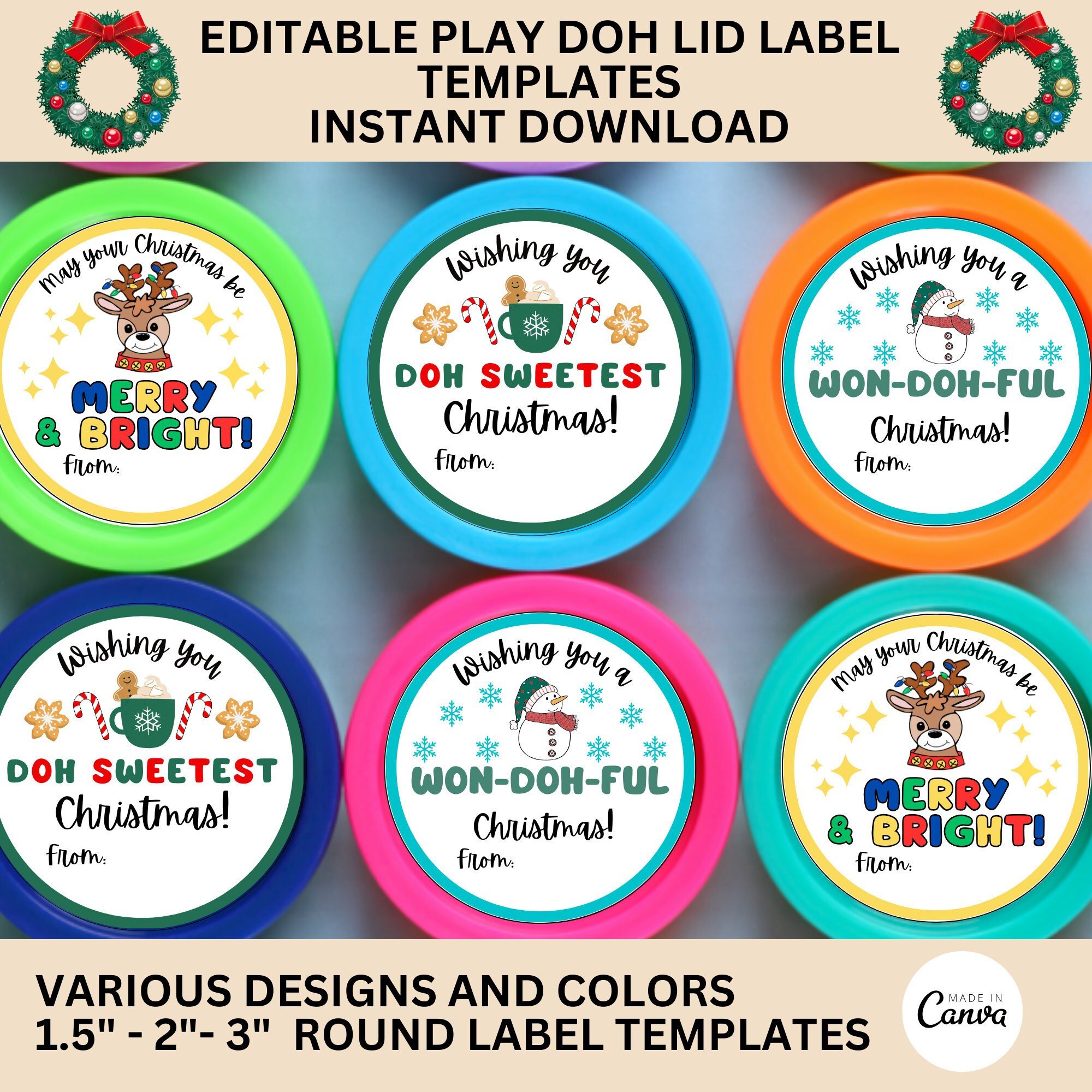 Play-doh Christmas Editable Gift Tag Printable Party Favor Tag Template ...