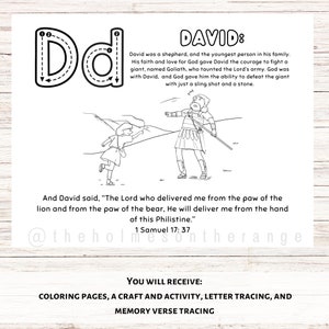 Letter D David Bible Craft for Kids David & Goliath Kids Bible Lesson ...