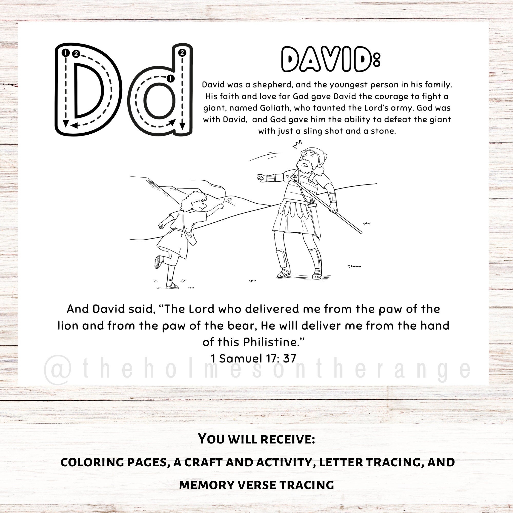 Letter D David Bible Craft for Kids David & Goliath Kids Bible Lesson ...