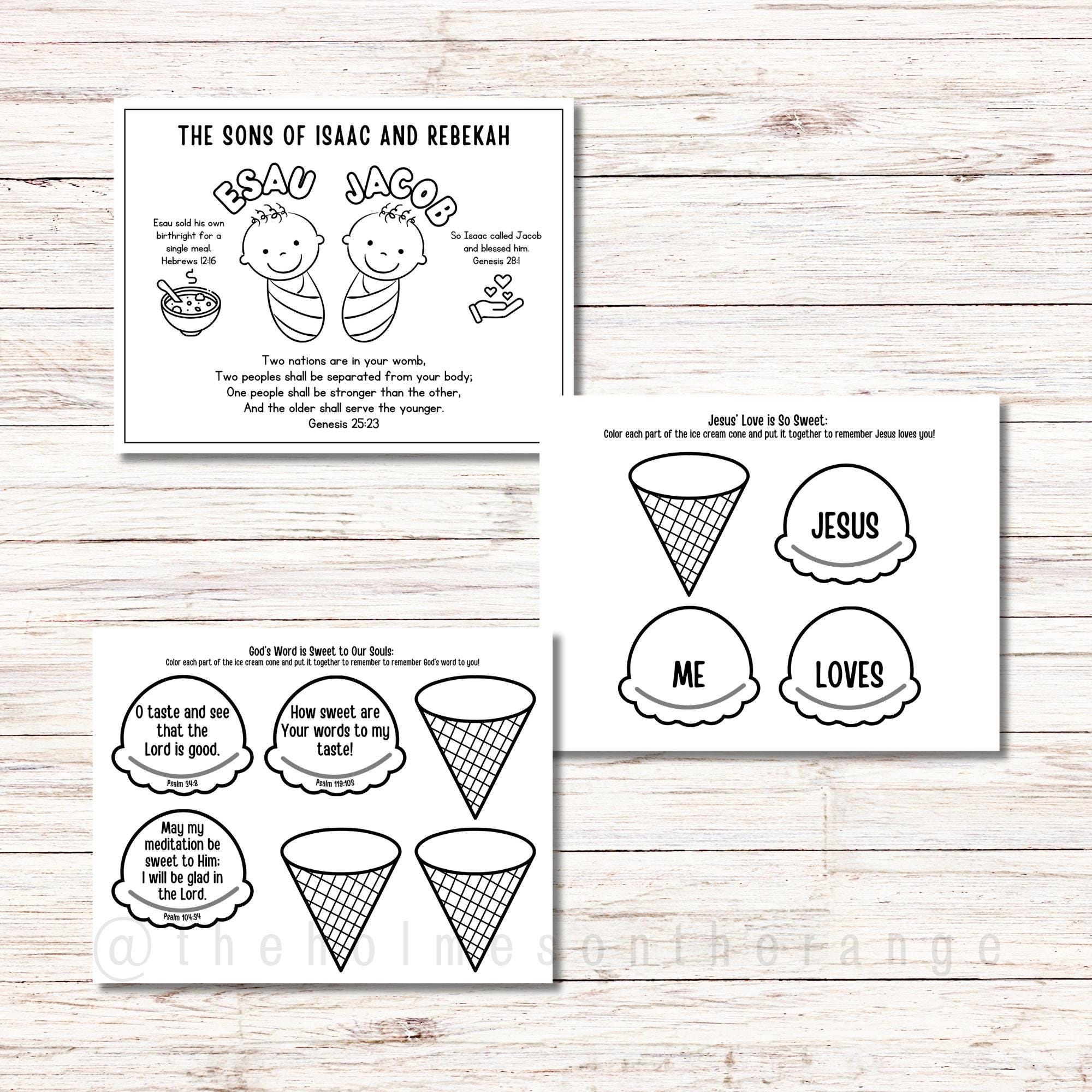 Letra I Manualidad bíblica de Isaac para niños / Lección bíblica para ...