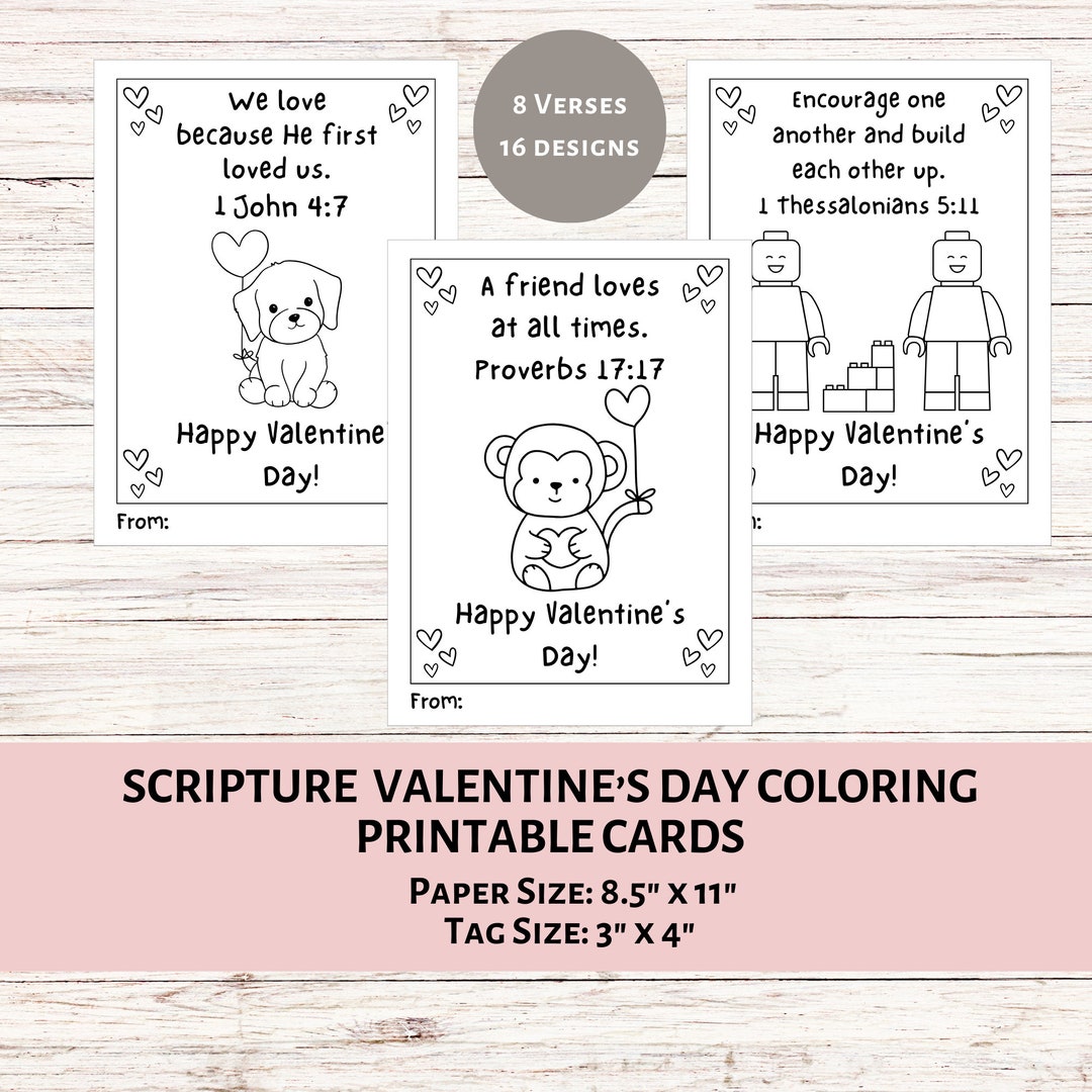 Scripture Valentine's Day Coloring Cards for Kids | Bible Verse ...