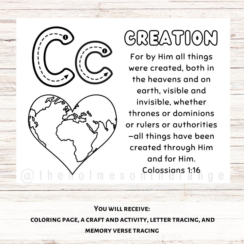 Letter C Creation Bible Craft for Kids Genesis 1 Kids Bible Lesson ...