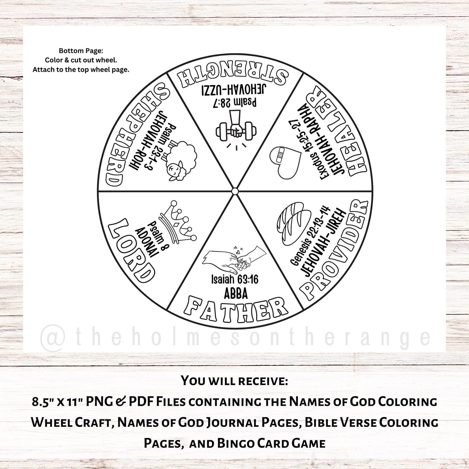 Names of God Coloring Wheel and Bingo Game | Hebrew Names of God | Kids ...