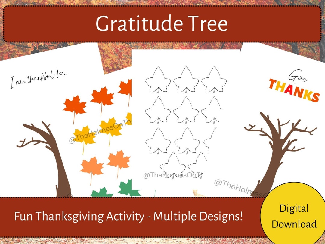 DIY Gratitude Tree Printable | Multiple Designs | Thanksgiving Activity ...