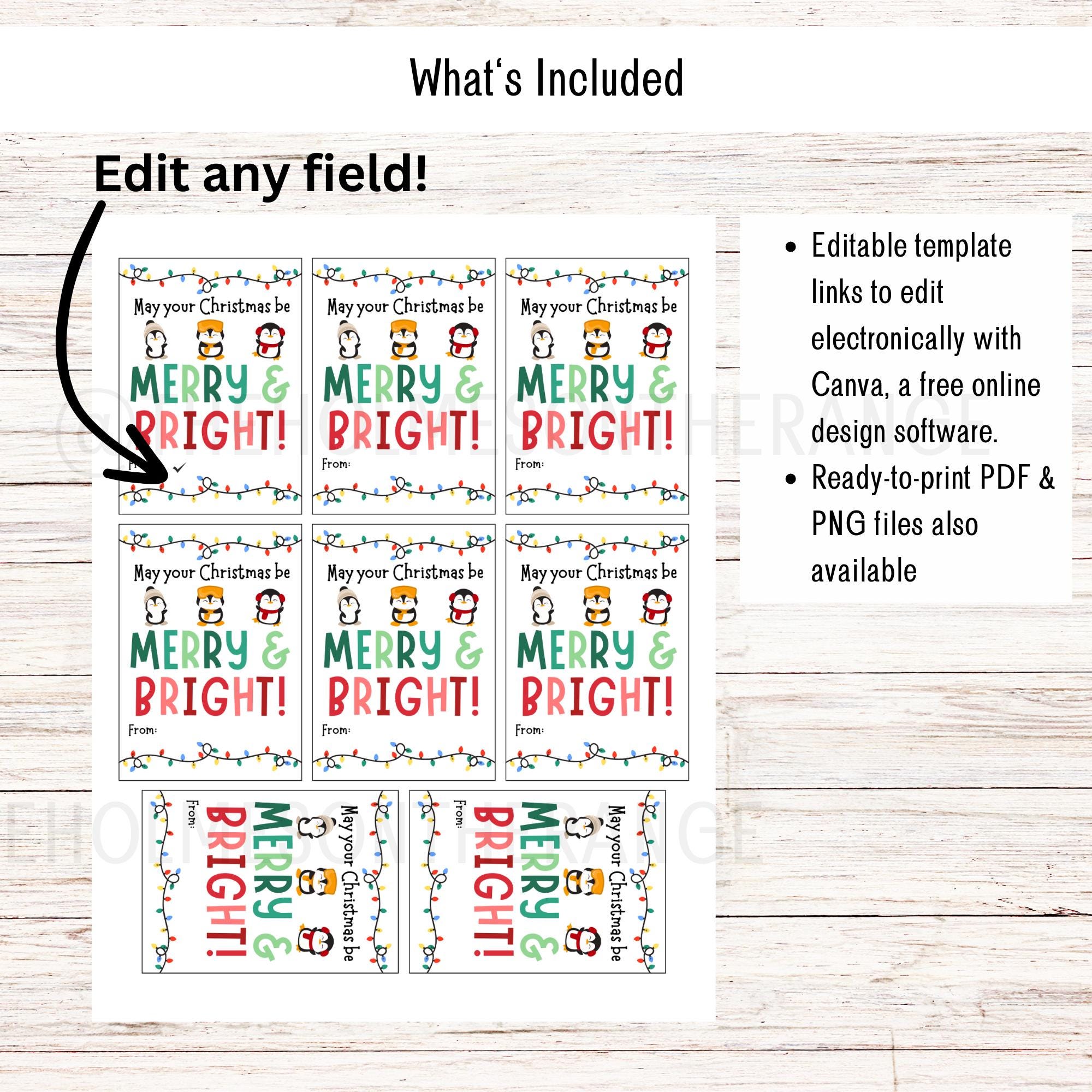 Christmas Gift Tags Editable Printable | Merry & Bright Treat Tags ...