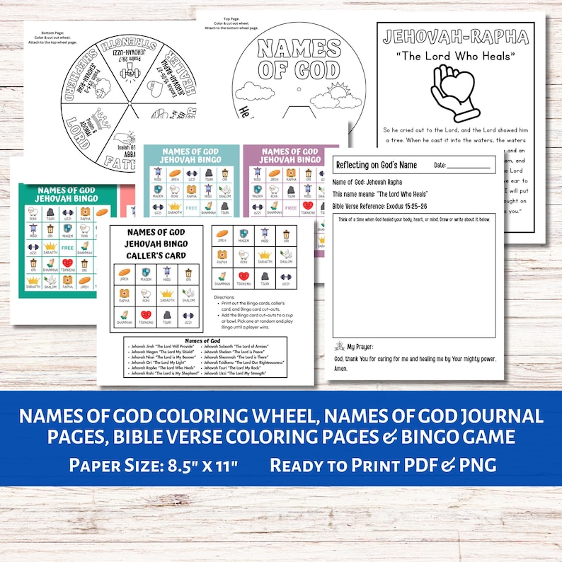 Names of God Coloring Wheel and Bingo Game | Hebrew Names of God | Kids ...