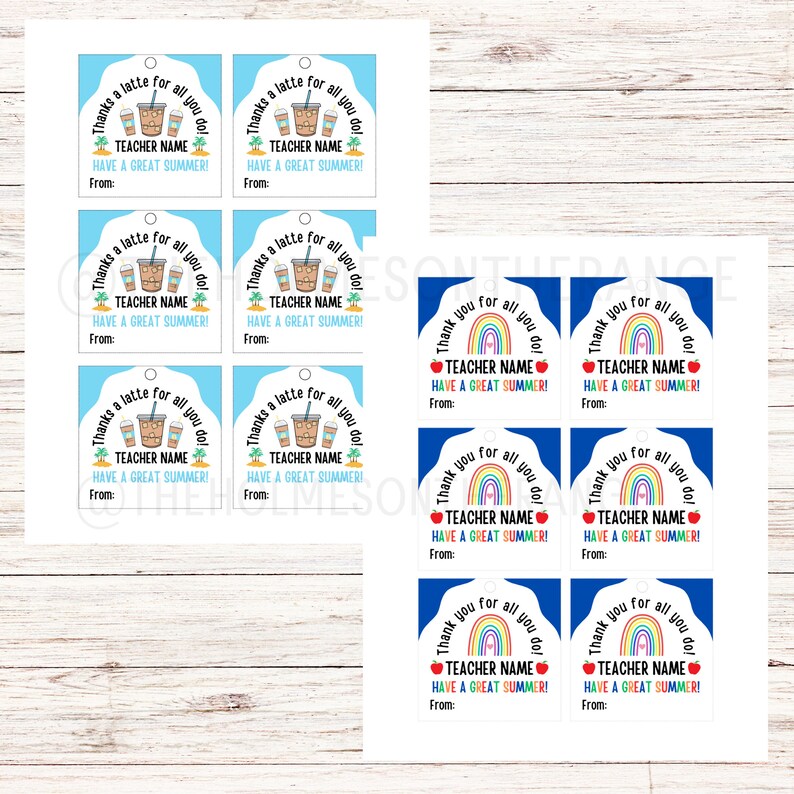 End of the Year Printable Gift Tags for Student Gifts and Teacher Gifts ...
