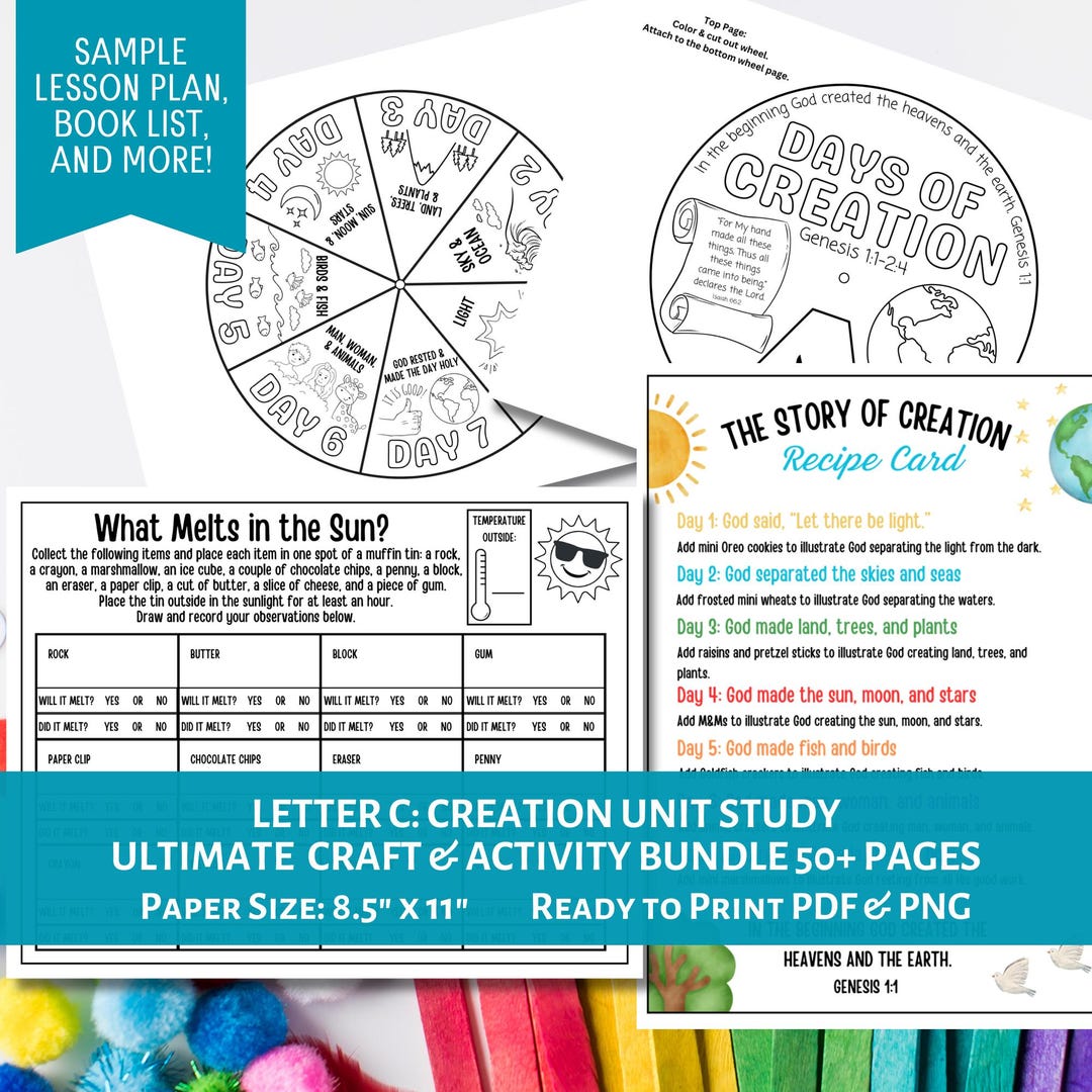 Creation Bible Craft Bundle | Creation Unit Study Prek-2 | Genesis 1 ...
