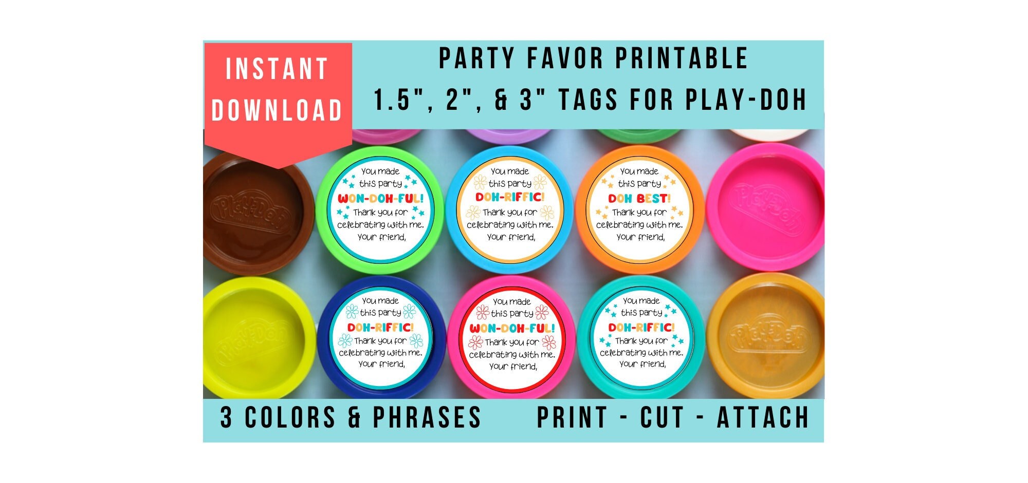 Play-doh Party Favor Tags 1.5 2 and 3 - Etsy