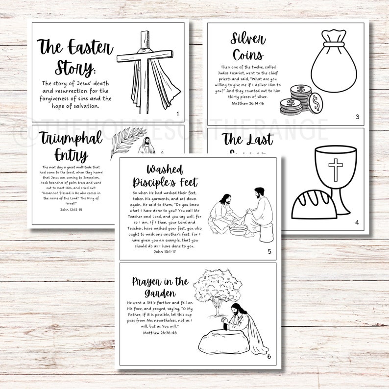 Easter Story Cards and Coloring Book Bundle Holy Week Activity Kids ...