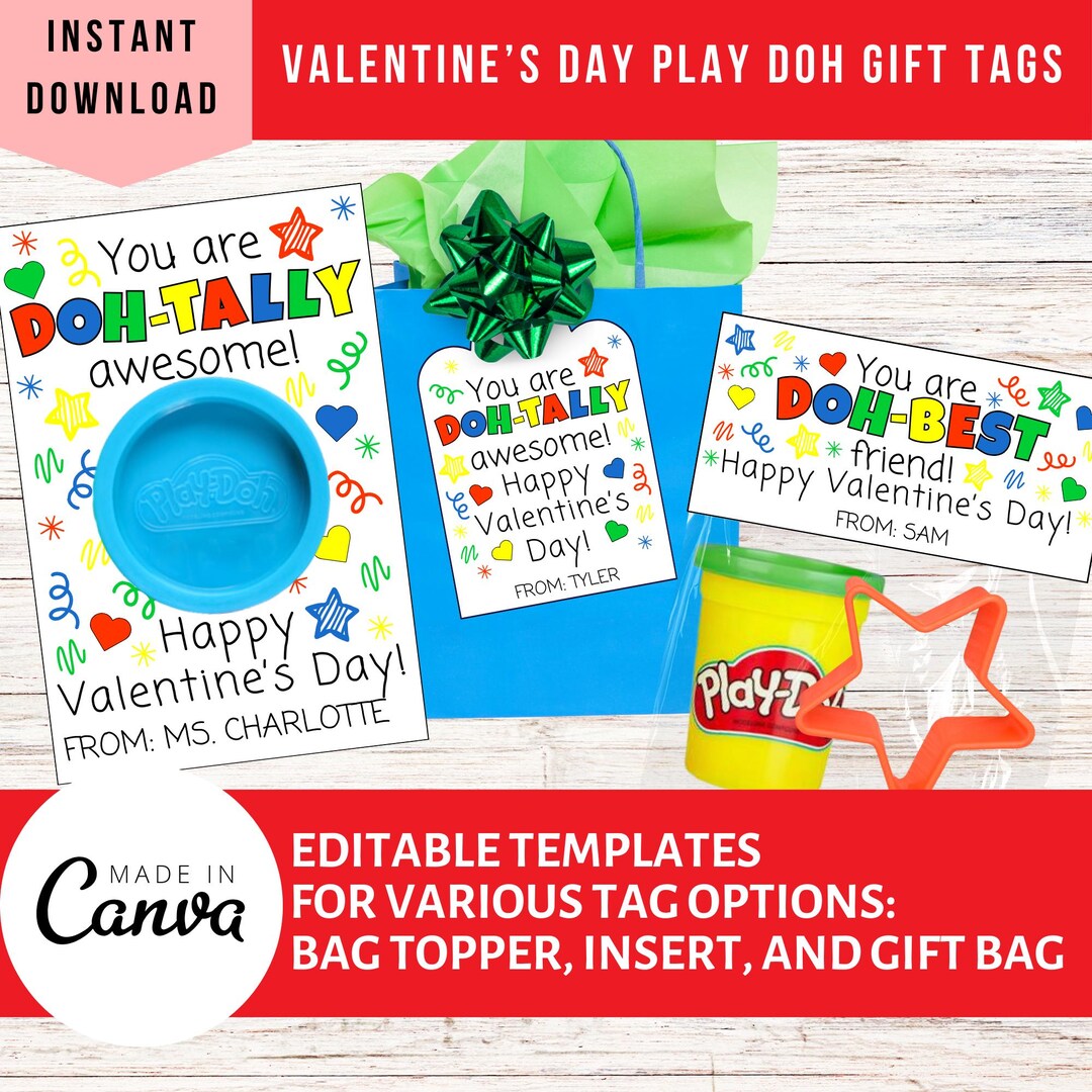 Valentine's Day Play Doh Gift Tag Template | Doh Best | Printable ...