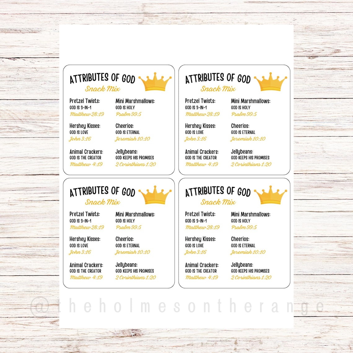 Attributes of God Snack Mix Label, Bible Verse Coloring Pages, Trinity ...