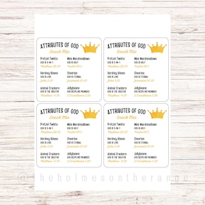 Attributes of God Snack Mix Label, Bible Verse Coloring Pages, Trinity ...