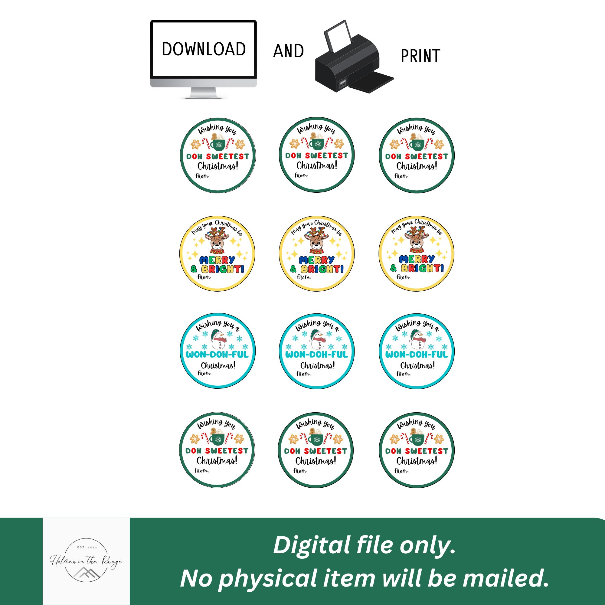 Play-doh Christmas Editable Gift Tag Printable Party Favor Tag Template ...