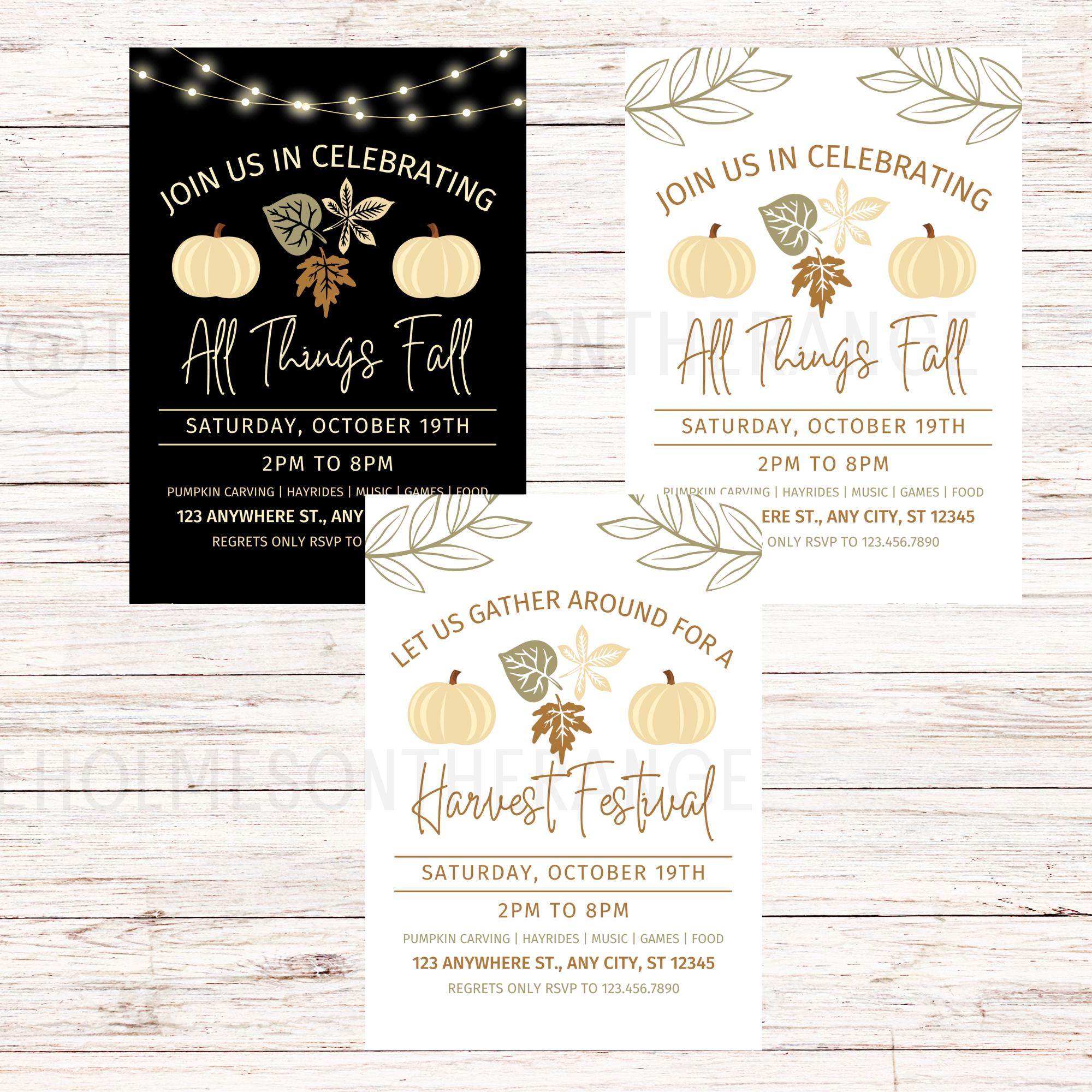 Editable Fall Invite | Harvest Festival Fall Party All Things Fall ...