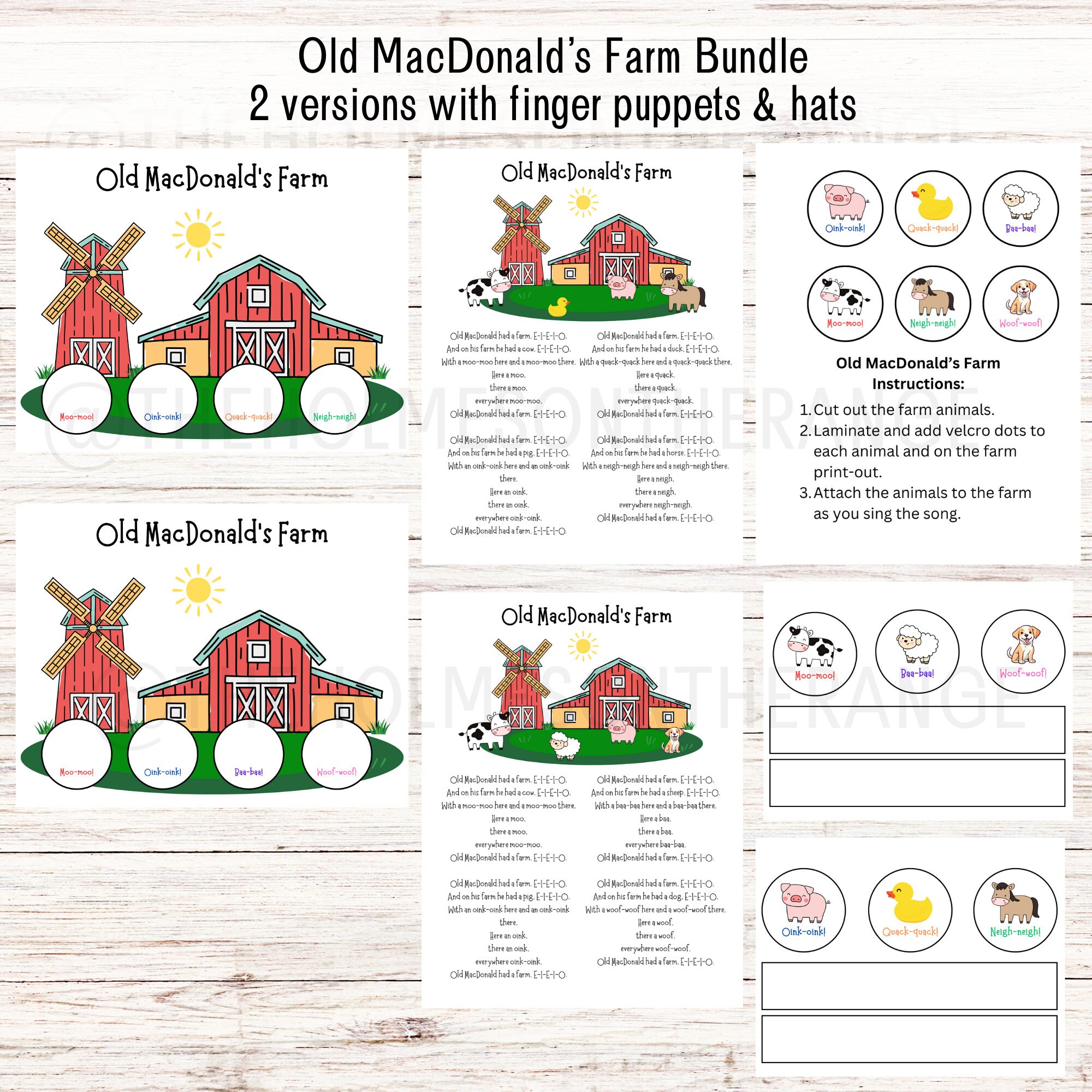 Nursery Rhyme Prop Bundle 5 Little Speckled Frogs Old Macdonald the ...