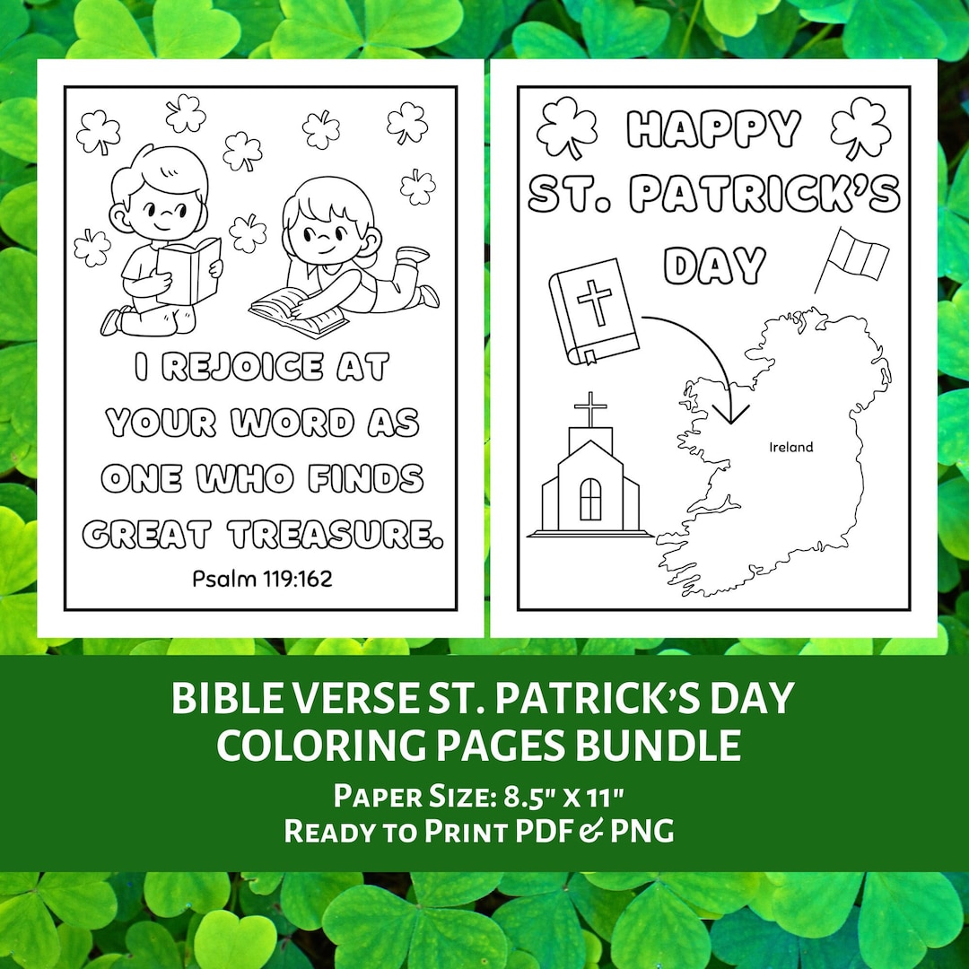 St. Patrick's Day Bible Verse Coloring Pages Activities Bundle ...