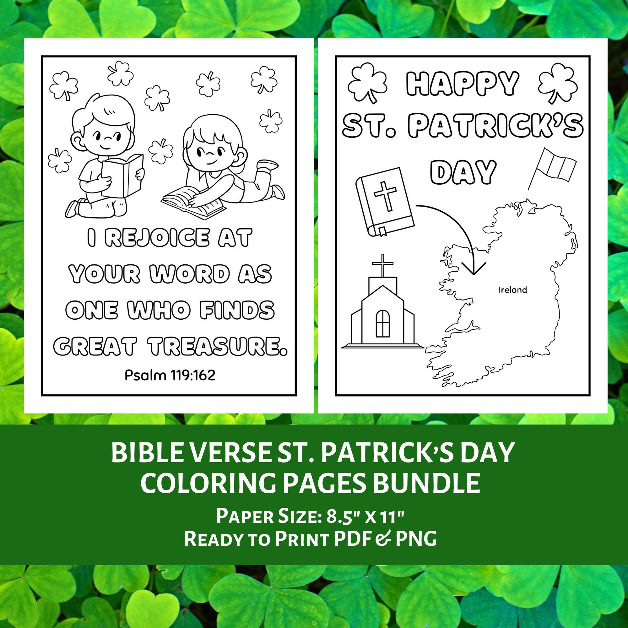 St. Patrick's Day Bible Verse Coloring Pages Activities Bundle ...