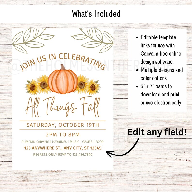 Editable Fall Invite | Harvest Festival Fall Party All Things Fall ...