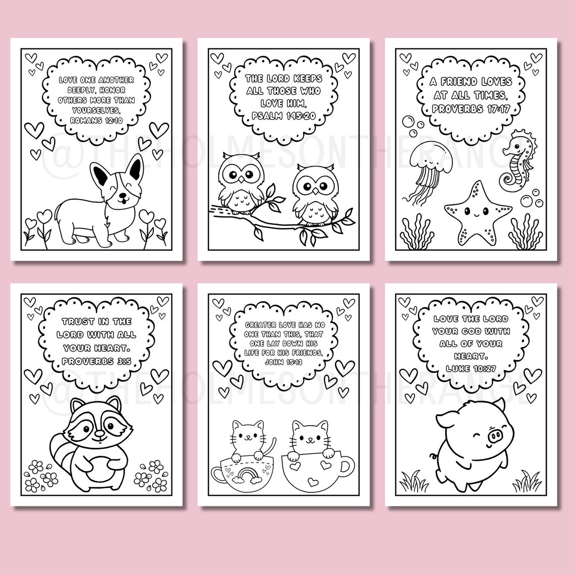 Valentine's Day Bible Verse Coloring Pages & Activity Bundle Scripture ...