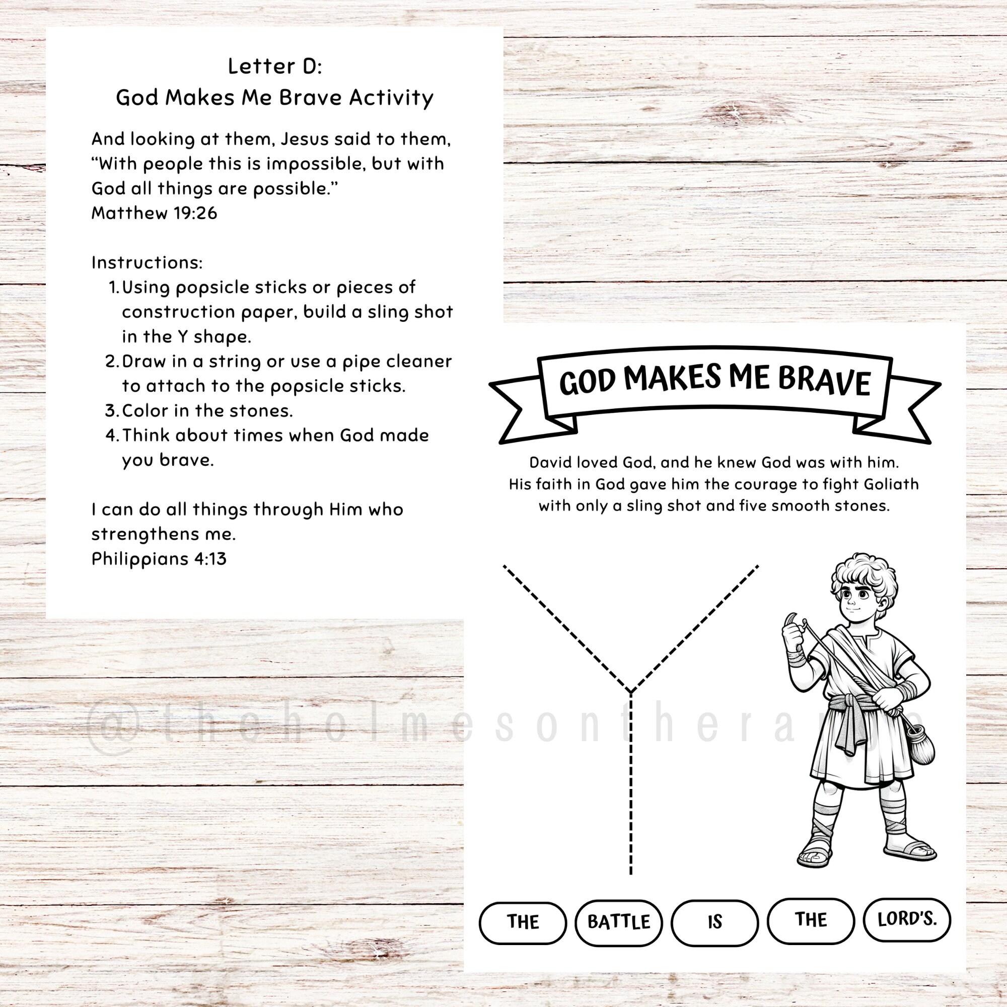 Letter D David Bible Craft for Kids David & Goliath Kids Bible Lesson ...