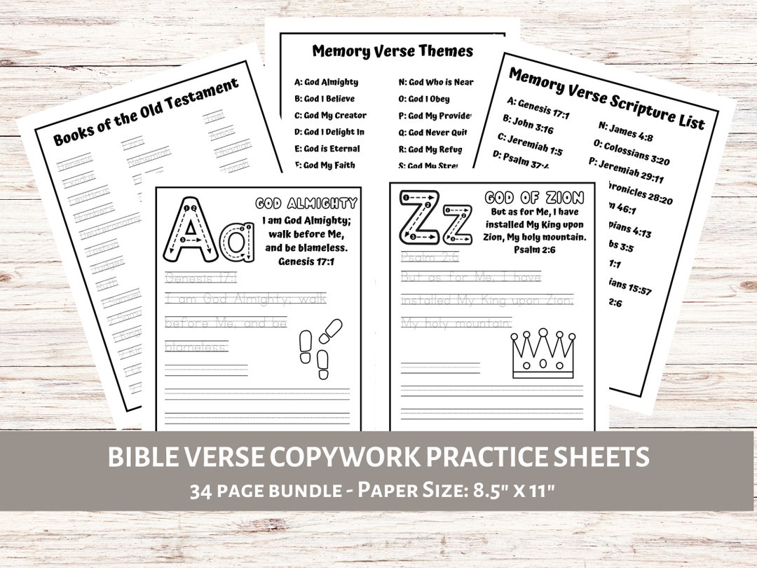 Handwriting Practice Sheets Printable PDF, Bible Verse Theme, Learn ...