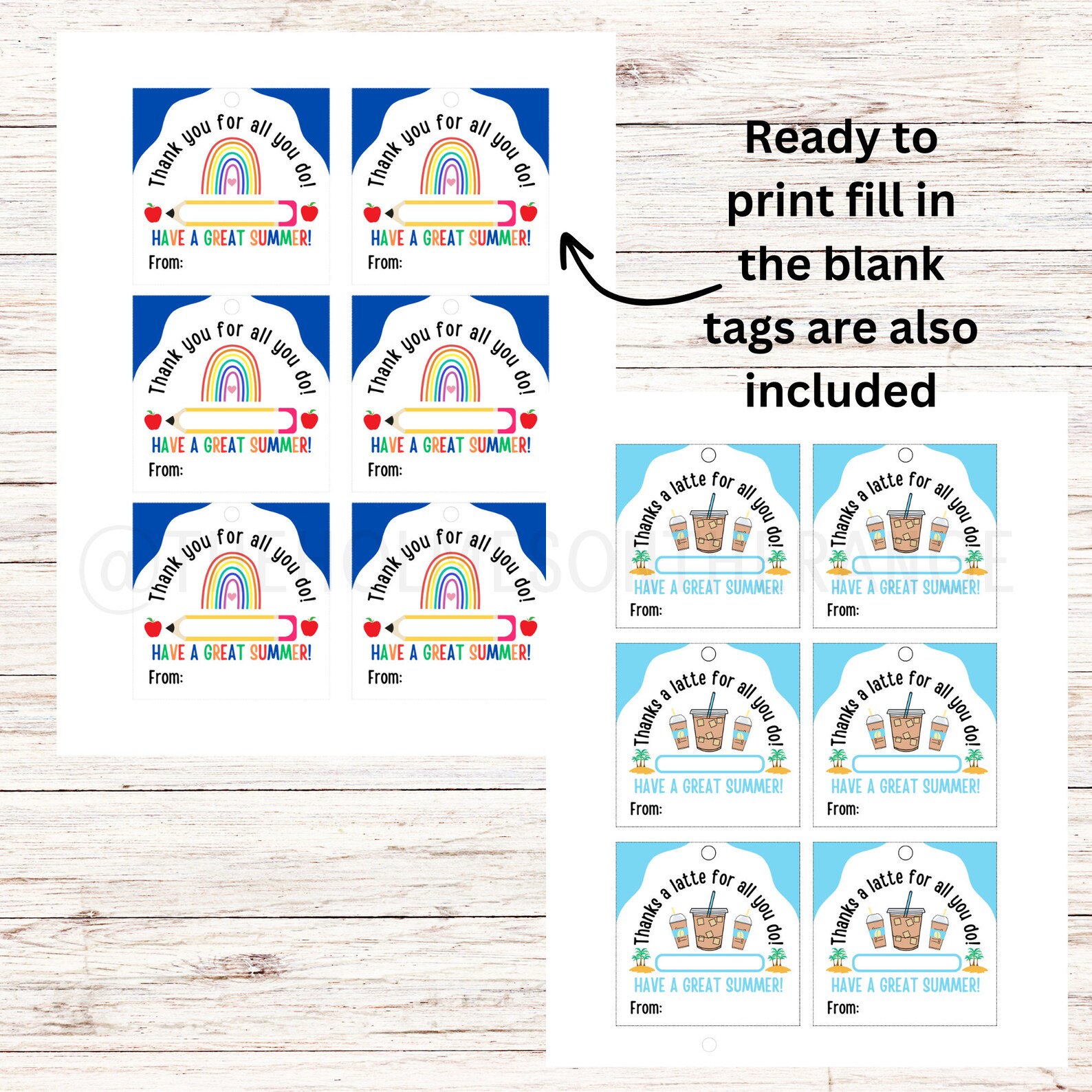 End of the Year Printable Gift Tags for Student Gifts and Teacher Gifts ...