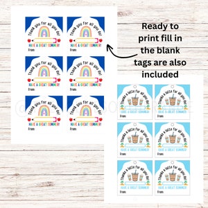 End of the Year Printable Gift Tags for Student Gifts and Teacher Gifts ...