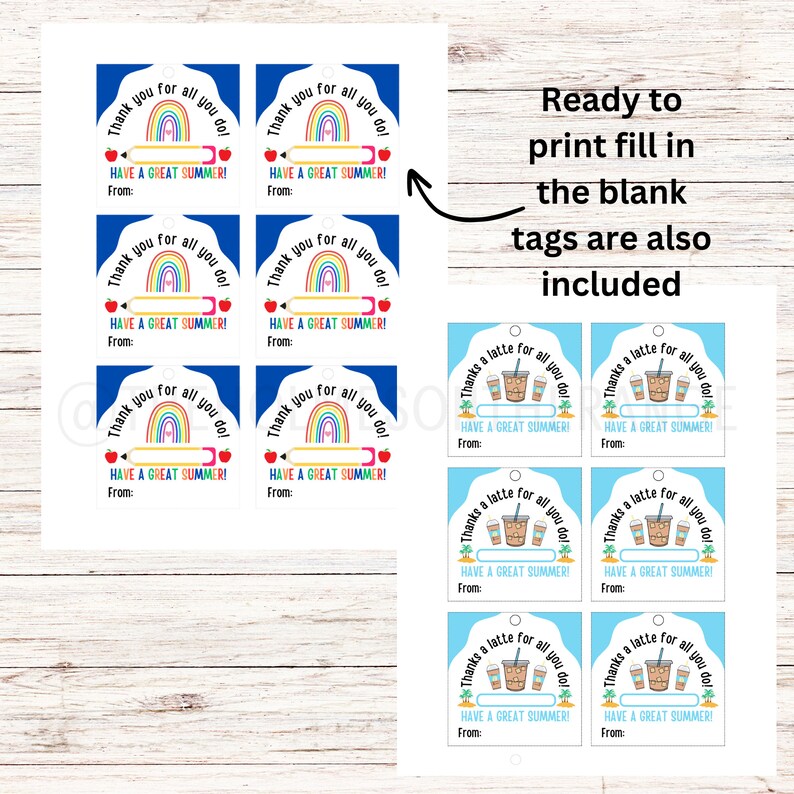 End of the Year Printable Gift Tags for Student Gifts and Teacher Gifts ...