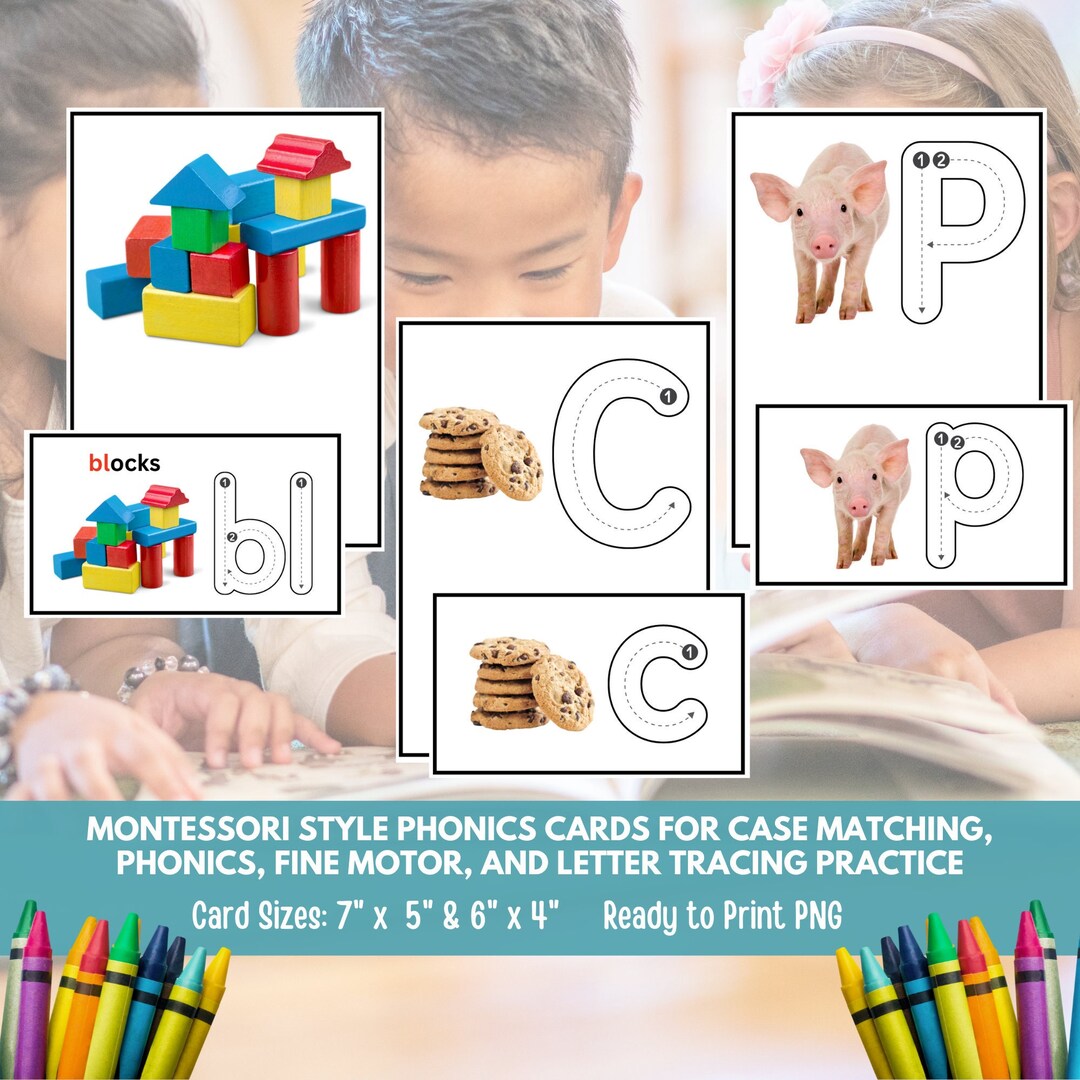 Montessori Style Alphabet Phonics Cards for Case Matching, Letter ...