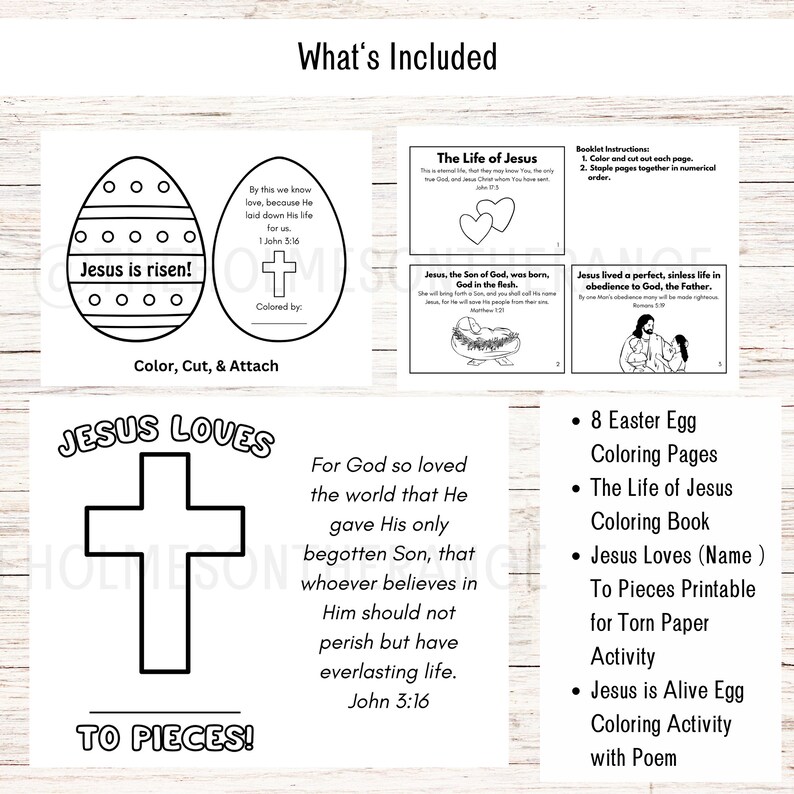 Easter Egg Bible Verse Coloring Bundle Kids Easter Printable Crafts and ...