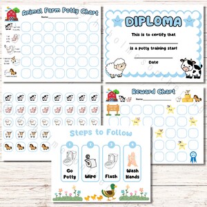 Potty Training Chart Printable Bundle | Farm Animal Reward Chart ...