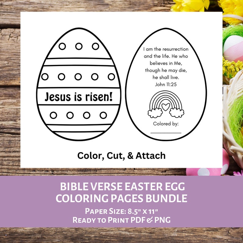 Easter Egg Bible Verse Coloring Bundle Kids Easter Printable Crafts and ...