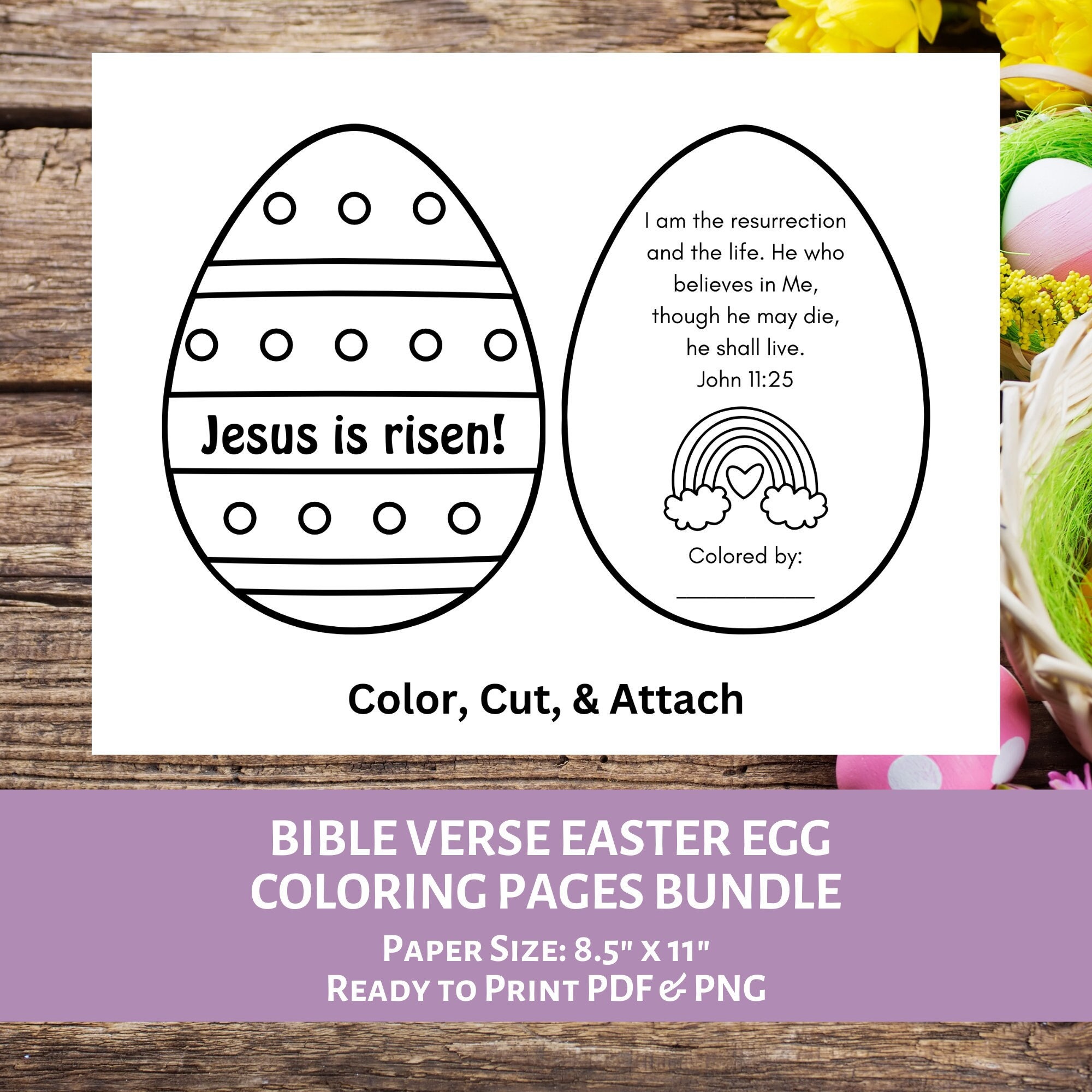 Easter Egg Bible Verse Coloring Bundle Kids Easter Printable Crafts and ...