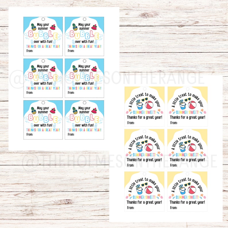 End of the Year Printable Gift Tags for Student Gifts and Teacher Gifts ...