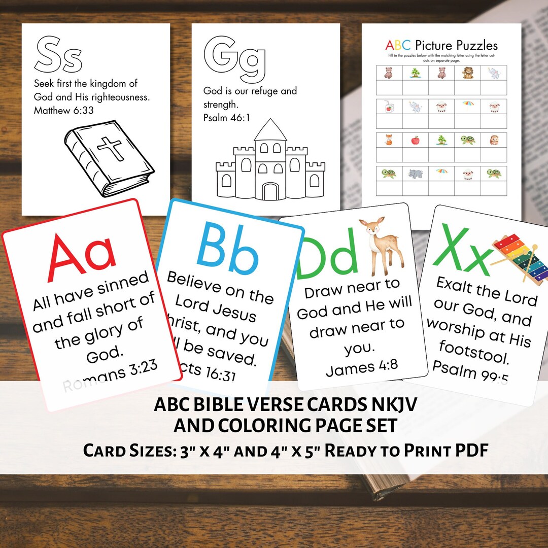 Alphabet Bible Verse Cards | ABC Scripture Cards for Kids | ABC Memory Verse Flash Cards | Kids ...