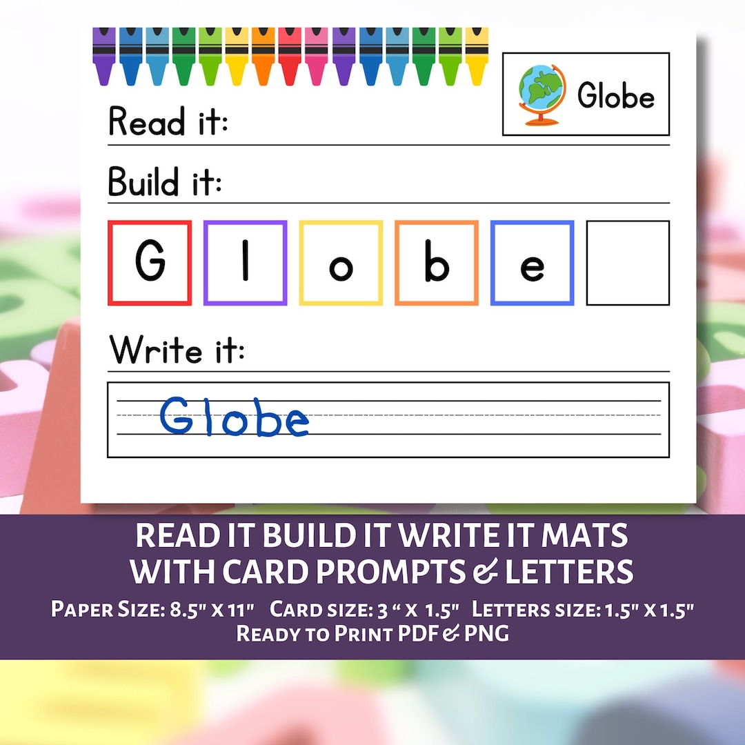 Read It Build It Write It Printable | Kindergarten Spelling Mat ...