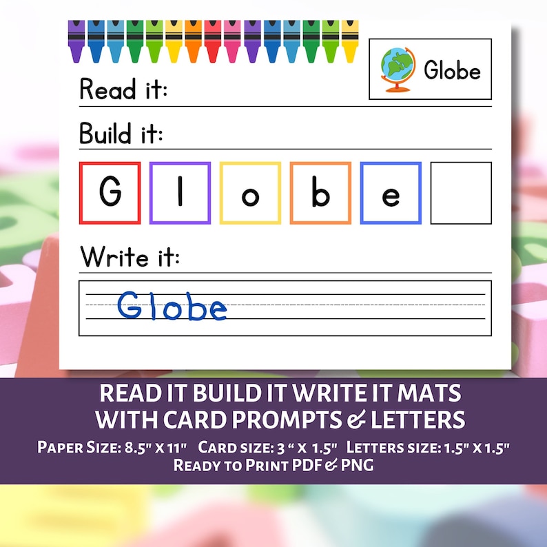 Read It Build It Write It Printable Kindergarten Spelling Mat Spelling ...