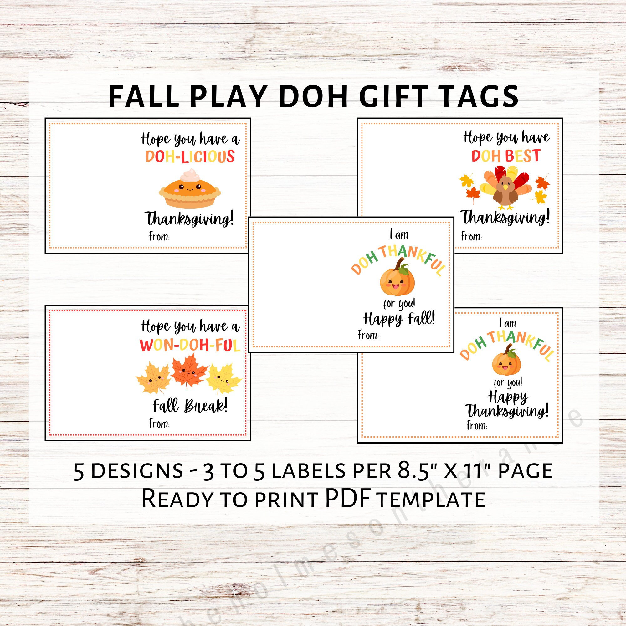 Thanksgiving Play Doh Gift Tag | Printable Fall Play Doh Party Favor ...