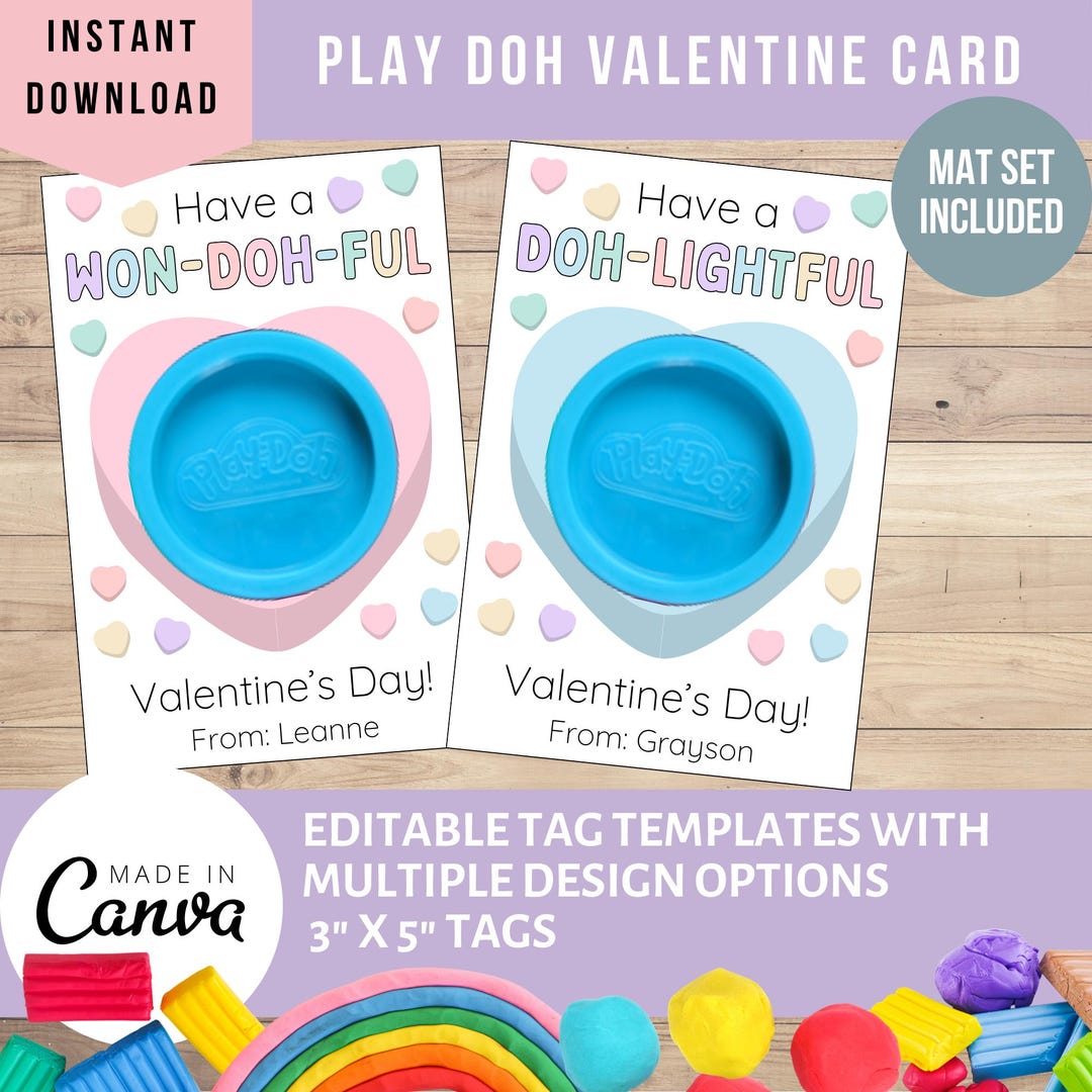 Play Doh Valentine's Day Editable Printable Card | Kids Valentine's Day ...