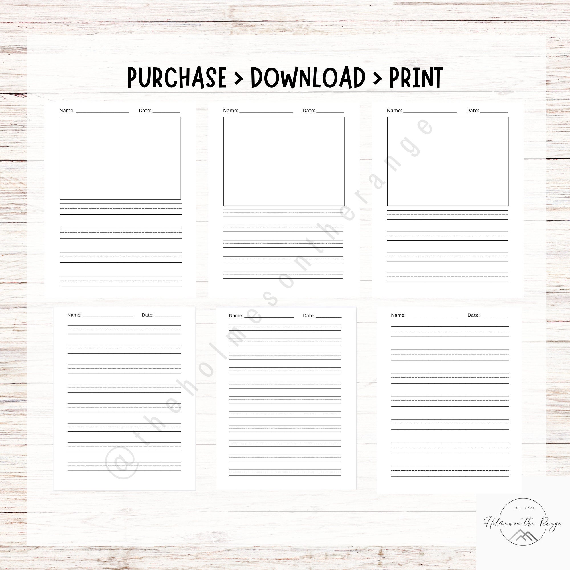 Writing Paper With Picture Box and Blank Practice Sheets | Printable ...