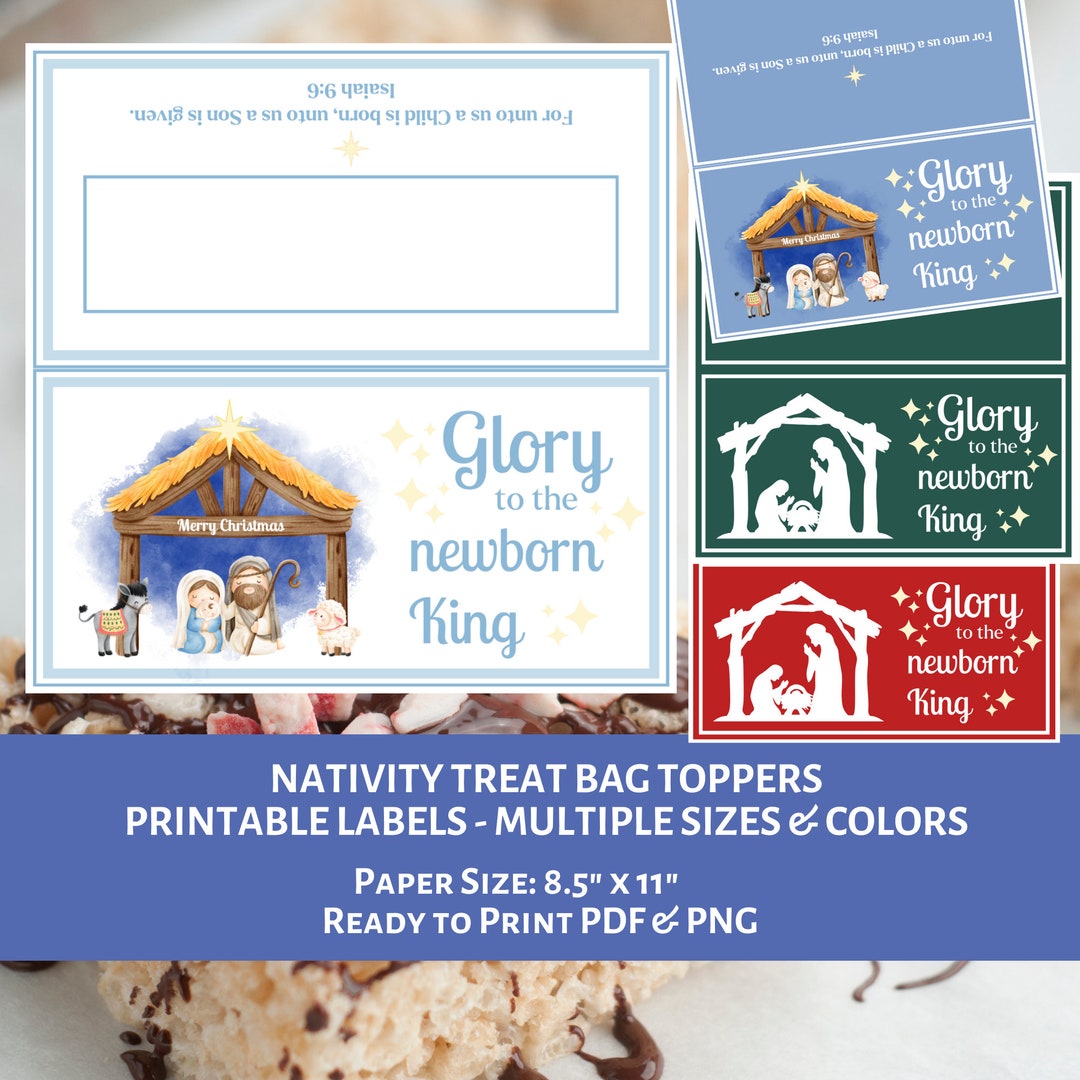 Christmas Treat Bag Printable Labels | Nativity Treat Bag Toppers ...