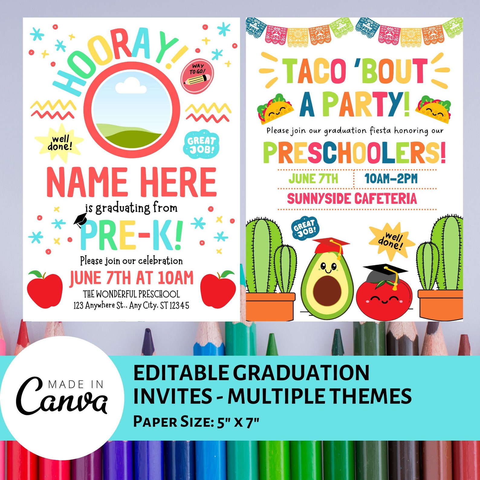 Editable Preschool Graduation Invite | Prek Elementary School Grad ...