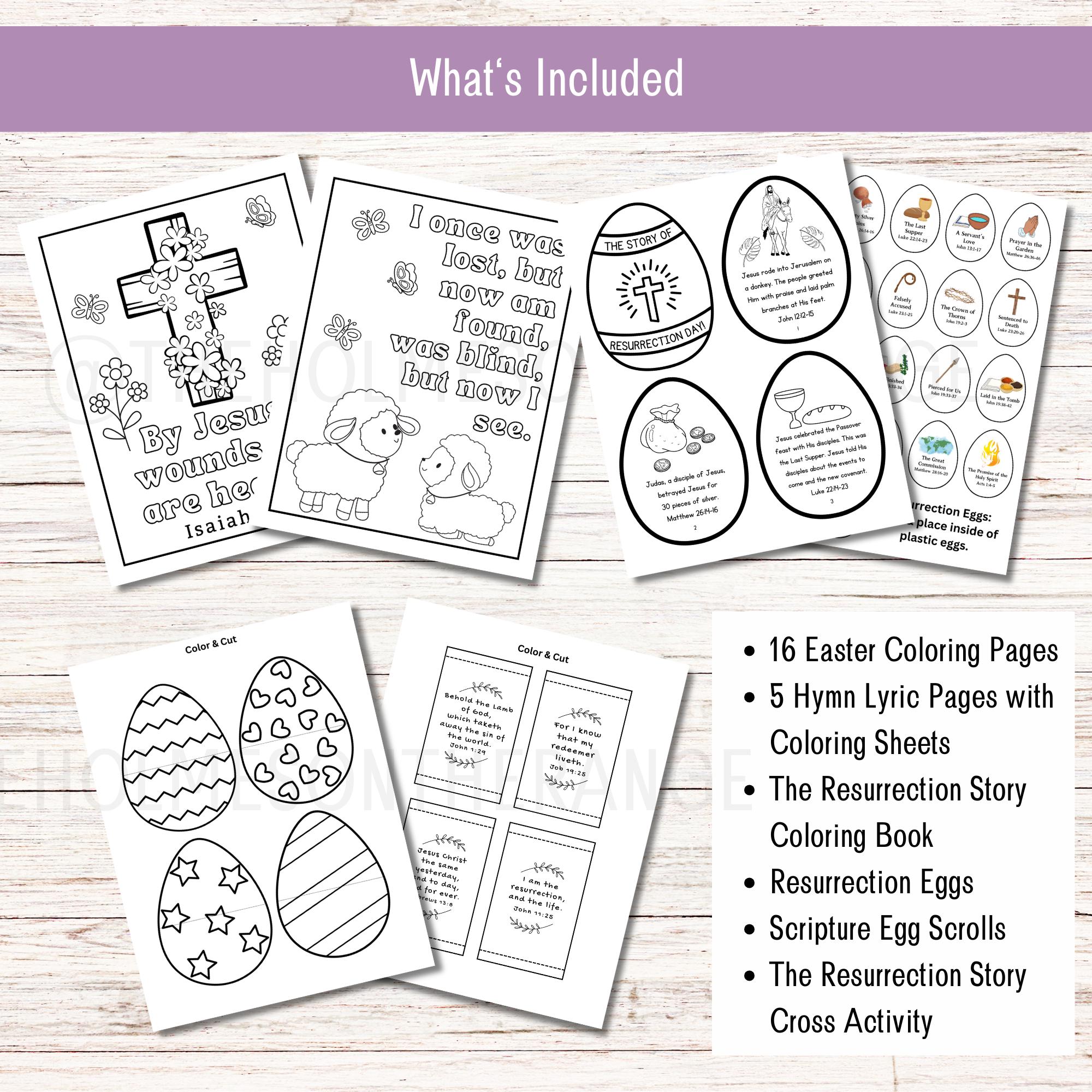 Christian Easter Coloring Pages & Activity Bundle for Kids KJV ...