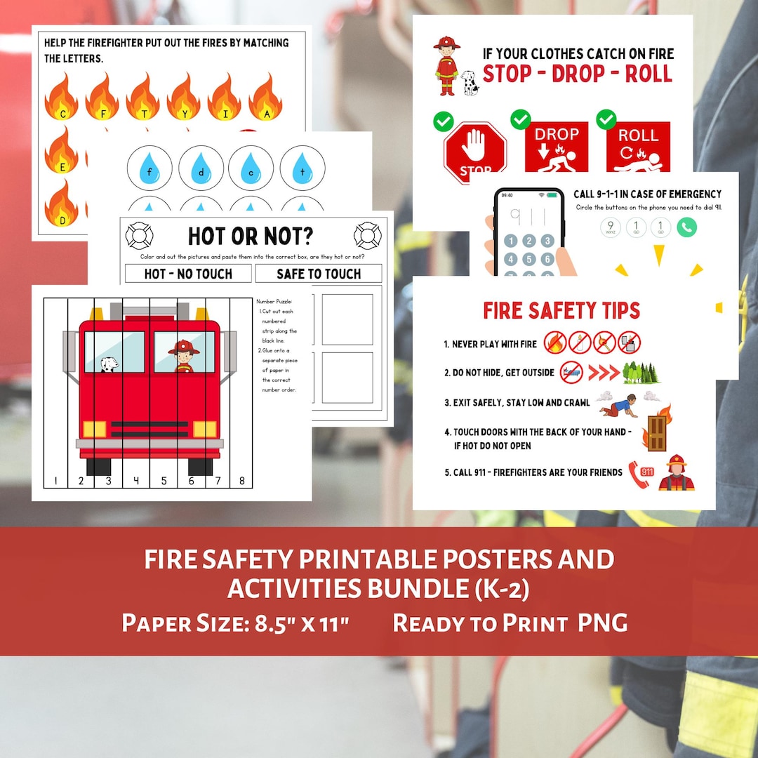 Fire Safety Printable Activity Bundle for Kids | Fire Safety Month ...