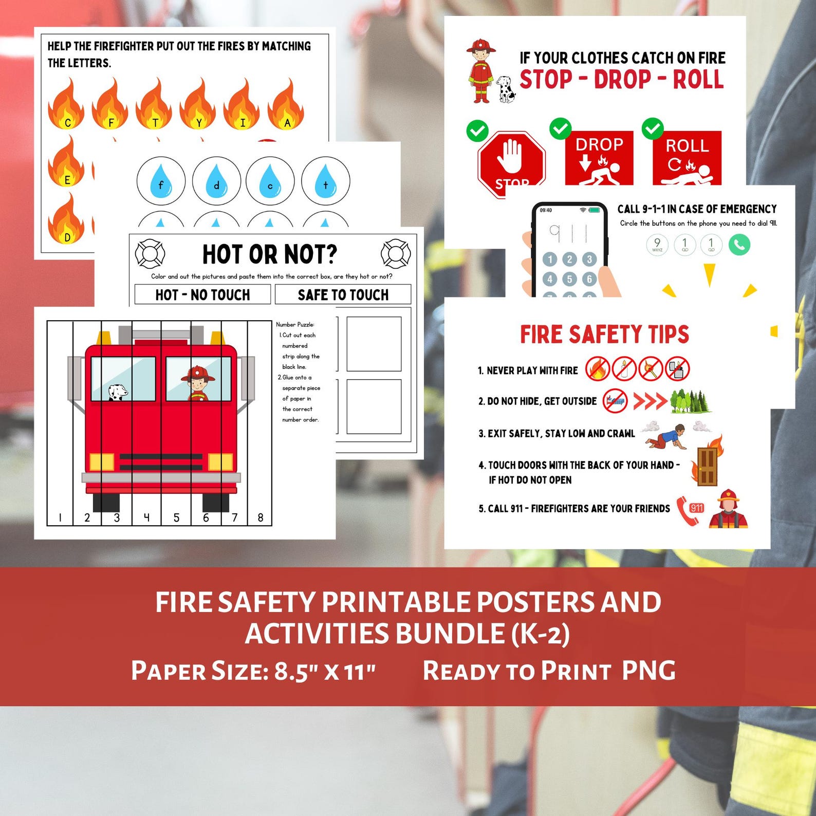 Fire Safety Printable Activity Bundle for Kids | Fire Safety Month ...