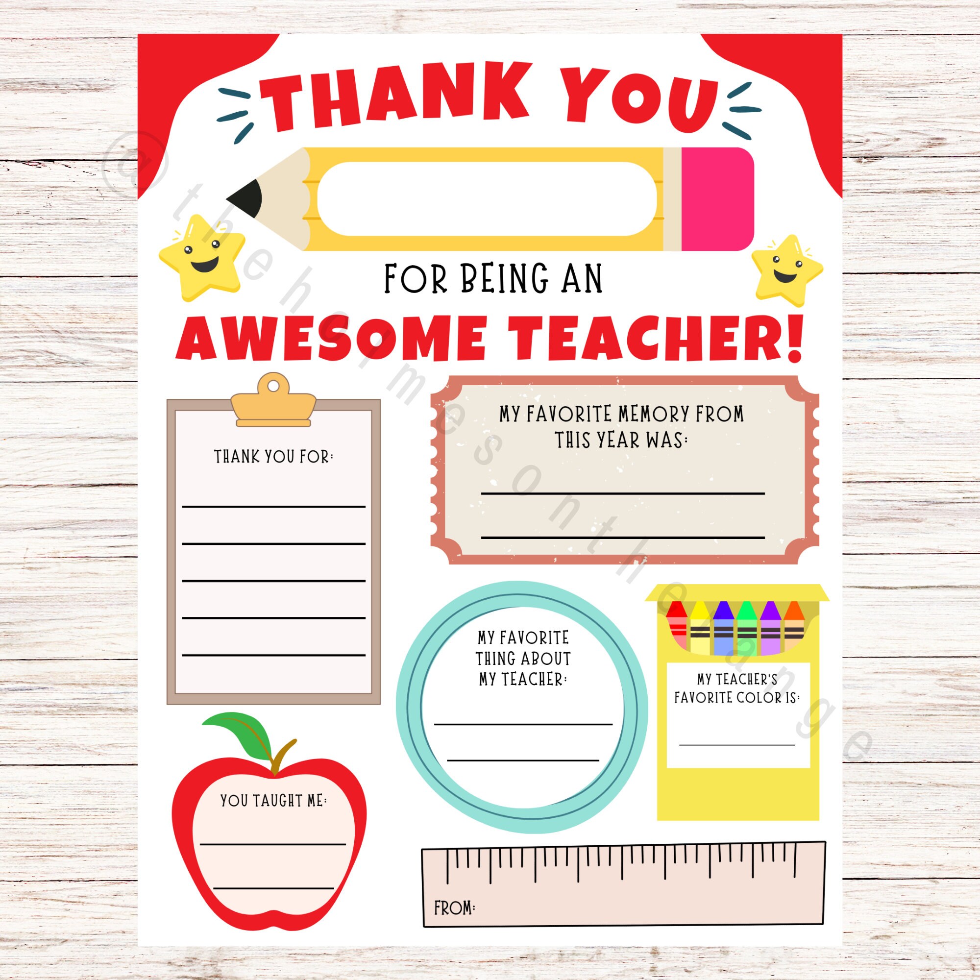 Teacher Appreciation Week Printable | Teacher Appreciation Gift Thank ...